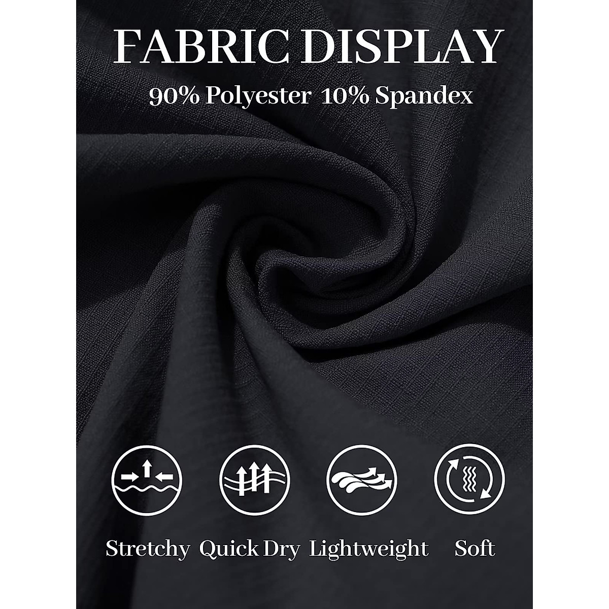 MAGCOMSEN Quick Dry Shorts Men Hiking Summer Shorts Cargo Work Shorts Travel Fishing Shorts Black,30