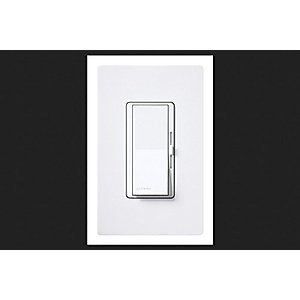 Lutron Diva Eco-Dimmer for Incandescent and Halogen with Wallplate, 600-Watt, Single-Pole or 3-Way, with Wallplate, DVW-603PGH-WH, White