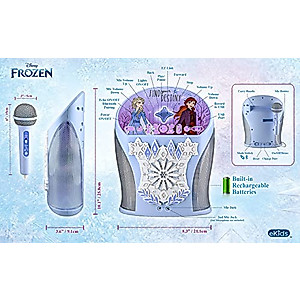 eKids Disney Frozen Karaoke Machine, Bluetooth Speaker with Microphone for Kids, Speaker with USB Port to Play Music, Easily Access Frozen Playlists with New EZ Link Feature
