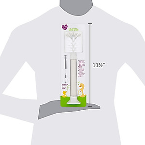 Parents Choice 3-in-1 Stainless Bottle Brush - Bottle, Straw, Nipple Cleaner - Soft Nylon Bristles, White