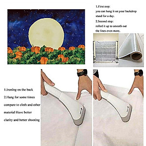 Halloween Background Moon Pumpkin Starry Night Decoration Halloween Party Backdrop Kids Birthday Cake Table Banner Studio Photography Props 72x48 inch