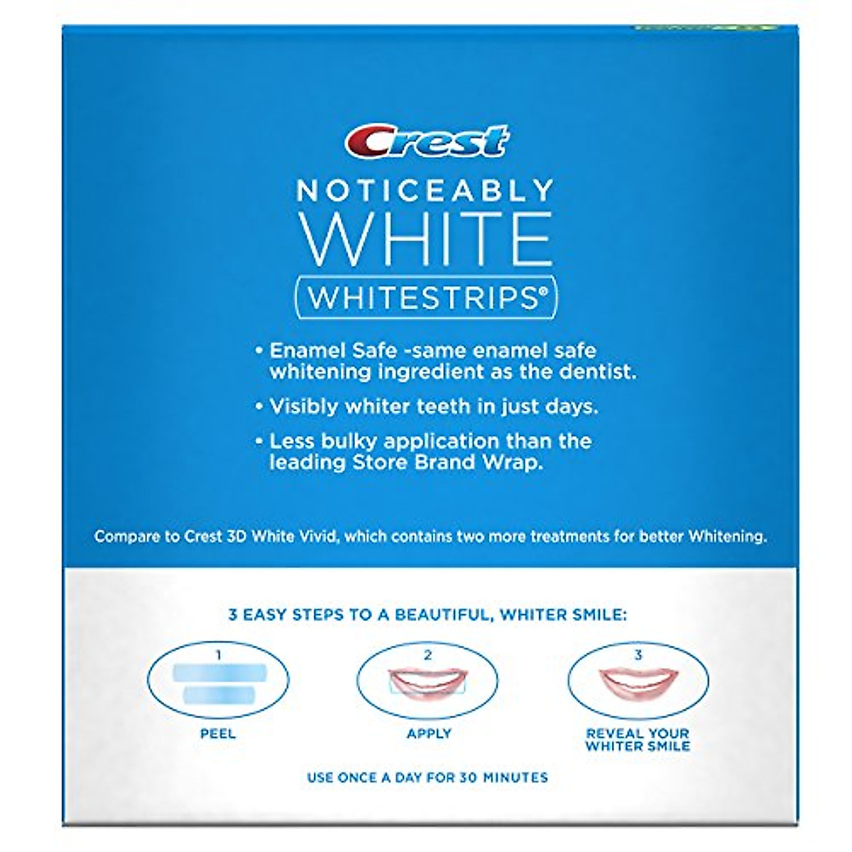 Crest 3D Whitestrips, Noticeably White, Teeth Whitening Strip Kit, 20 Strips (10 Count Pack)