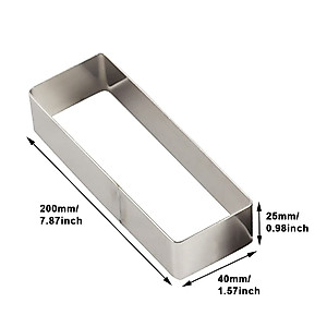 Rectangle Cake Mousse Mold - Stainless Steel Baking Molding Forming Layering Cake Pastry Ring, Cutters Square Baking Metal Ring Molds