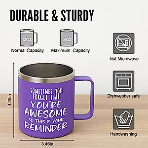 NOWWISH Inspirational Gifts for Women, Sometimes You Forget You're Awesome Coffee Mug, Thank You Gifts, Mothers Day Gifts, Funny Birthday Gifts for Coworker, Best Friend, Mom, Wife - Purple