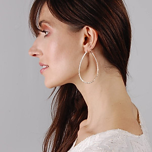 Bling Earrings for Women - Silver Rhinestone Hoop Earrings For Women, Extra Large Fake Diamond Hoops, Big Huge Statement Teardrop Ear Jacket, Long Sparkly Thin CZ Drop, Silver Tone 2.6" XL