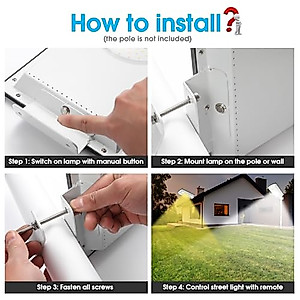 SunBonar Solar Street Lights Outdoor Motion Sensor, Dimmable & Cool White(6000K) & Warm White(3000K) & Timer, Dusk to Dawn Aluminum Solar Flood Light with Remote for Driveway Path Garden Parking Lot