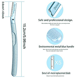 Dove of peace Dermaplaning Tool Beauty,Metal eyebrow knife, face hair cleaning tool, Women's Shaving Razors & Blades (Sky blue)