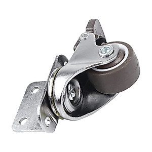 HOWDIA 1'' Swivel Plate Caster Wheels with Brake L-Bracket Side Mount TPR Rubber Small Furniture Replacement Silent Mute Locking Casters for Furniture Legs Set of 4