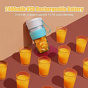 WOOLALA Portable Smoothie Blender with Ice Cube Tray, 380ML Personal Blender Mini Juicer Cup for Commuting Travel Sports, One Blender Bottle for Blending & Drinking