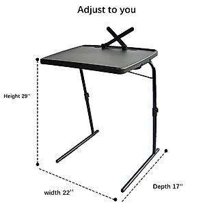 Haritzak Folding Table, Extra Large Table Top for Office and TV Dinner, Foldable Tablet Stand and Movable Phone Holder, Cup Holder with 3 Angle Settings
