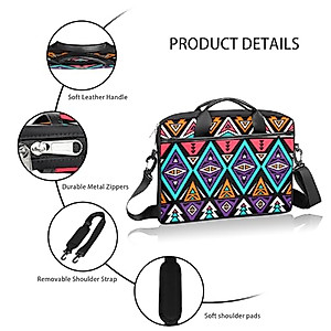 Ethnic Pattern Laptop Computer Bag Waterproof Shoulder Messenger Bag 13-15 inch Durable Laptop Tote Bag with Shoulder Strap Handle Lightweight Crossbody Briefcase