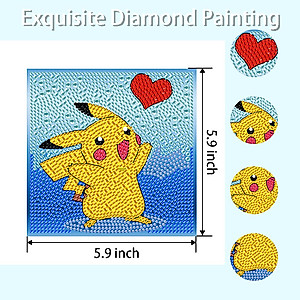 LWZAYS 6 Pieces Diamond Painting Kits for Kids Diamond Art Gem by Number Kits Arts and Crafts for Kids Ages 8-12 Kids' Mosaic Kits DIY Full Drill Painting Kits for Home Wall Decor 6" X 6"