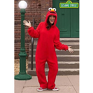 Sesame Street Elmo Costume for Adults - Men's & Women's Sesame Street Elmo Hooded Jumpsuit - Officially Licensed S Red