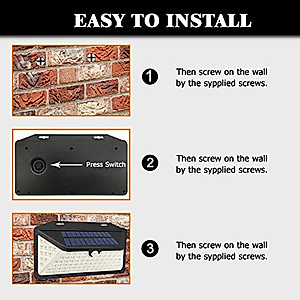 WBM Smart Solar Outdoor Lights, 100 LED IP65 Waterproof, Security Lights for Front Door, Yard, Garage, Deck(2pack) , White