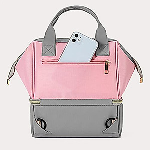 HomDSim Breastmilk Bottles Cooler Bag with Ice Pack,Breast Pump Bag Backpack with Cooler Compartment,Fits 6 Bottles Up to 9 Ounces,Double Layer Breast Pump Carrying Bag for Nursing Moms