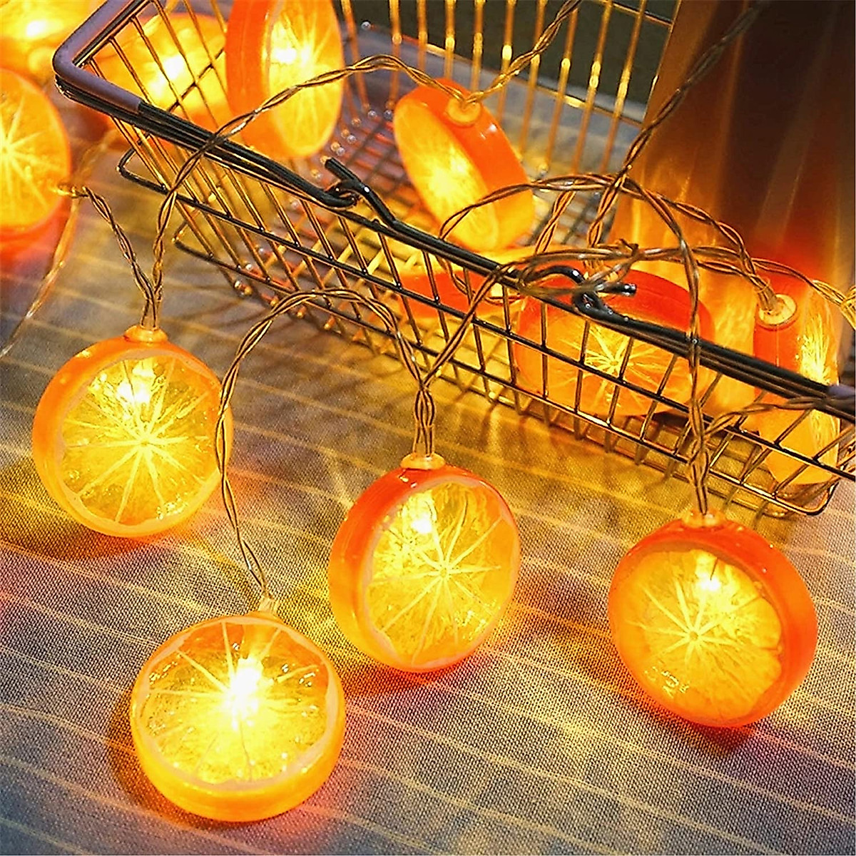 LEKIBOP Fruit String Lights Battery Powered Indoor Outdoor Lighting Lamp Strawberry/Grape/Watermelon/Lemon/Banana for Wedding Home Birthday Garden Yard Patio Party Decorations (Orange Lemon)