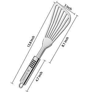 Premium Fish Spatula - Rust-Resistant Stainless Steel, Non-Slip Handle, Ideal for Grilling, Frying, Turning and Flipping Fish, Meat, Eggs, and More - Ergonomic Design for Perfect Results - Set of 2