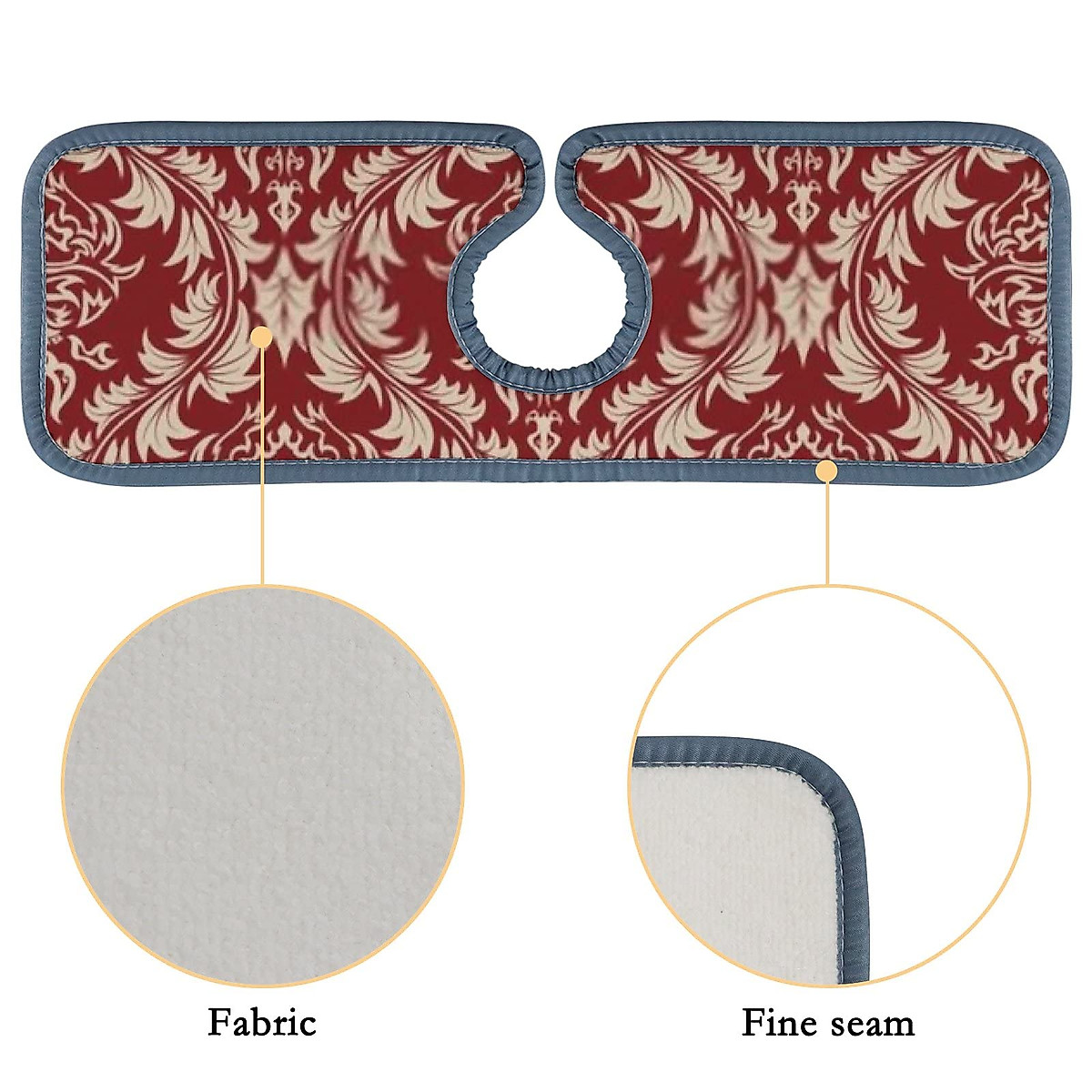 Kitchen Faucet Absorbent Mat 3 Pieces Red Paisley Damask Theme Faucet Sink Splash Guard Bathroom Counter and RV,Faucet Counter Sink Water Stains Preventer