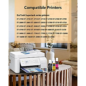 Chailly 527ML Sublimation Ink for Epson EcoTank Supertank Inkjet Printers ET-2720 ET-2750 ET-2760 ET-2800 ET-2803 ET-3760 ET-4700 ET-4800 ET-15000/ Upgrade Version (B/M/C/Y/Printhead Cleaning Kit)