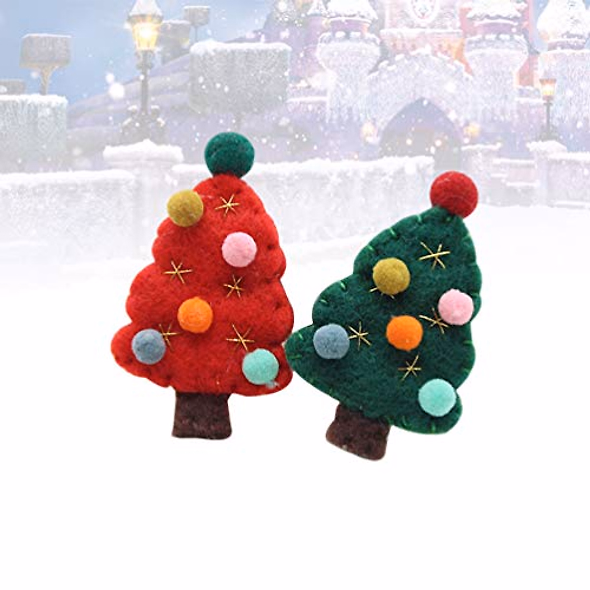 Xmas Pins Tree Brooch 2pcs Christmas Brooches Pins Wool Felt Christmas Tree Brooches Pins for Suit Shirt Sweater Random Color Diy Christmas Ornaments Diy Christmas Ornaments