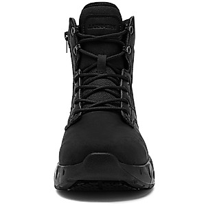 LARNMERN Non Slip Mens Boots Hiking Slip Resistant Shoes Air Cushion Side Zipper Comfort Botas Militares Hombre Zapatos de Trabajo Black 10.5