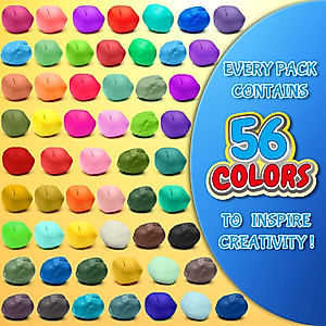 ESSENSON Air Dry Clay 56 Colors, Modeling Clay for Kids, DIY Molding Magic Clay for with Tools, Soft & Ultra Light, Toys Gifts for Age 3 4 5 6 7 8+ Years Old Boys Girls Kids