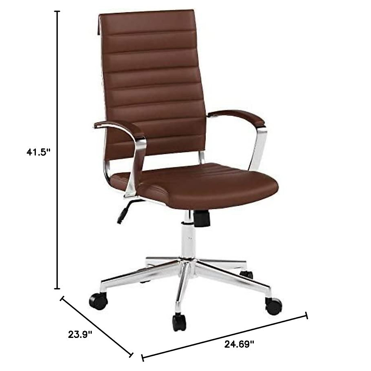 Amazon Basics High-Back Executive Swivel Office Desk Chair with Ribbed Puresoft Upholstery - Brick Red, Lumbar Support, Modern Style