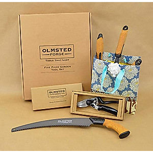 Olmsted Forge Garden Tool Set, 5 Pieces, Heavy Duty Powder Coated Steel, Cork Handle