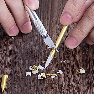 SAVITA Hobby Knife Set Solid Metal Pen Knife Small Carving Craft Utility Knife Kit for DIY Art Work Cutting Tool Including 2-Pack Handles and 40-Pack Spare Replacement Blades