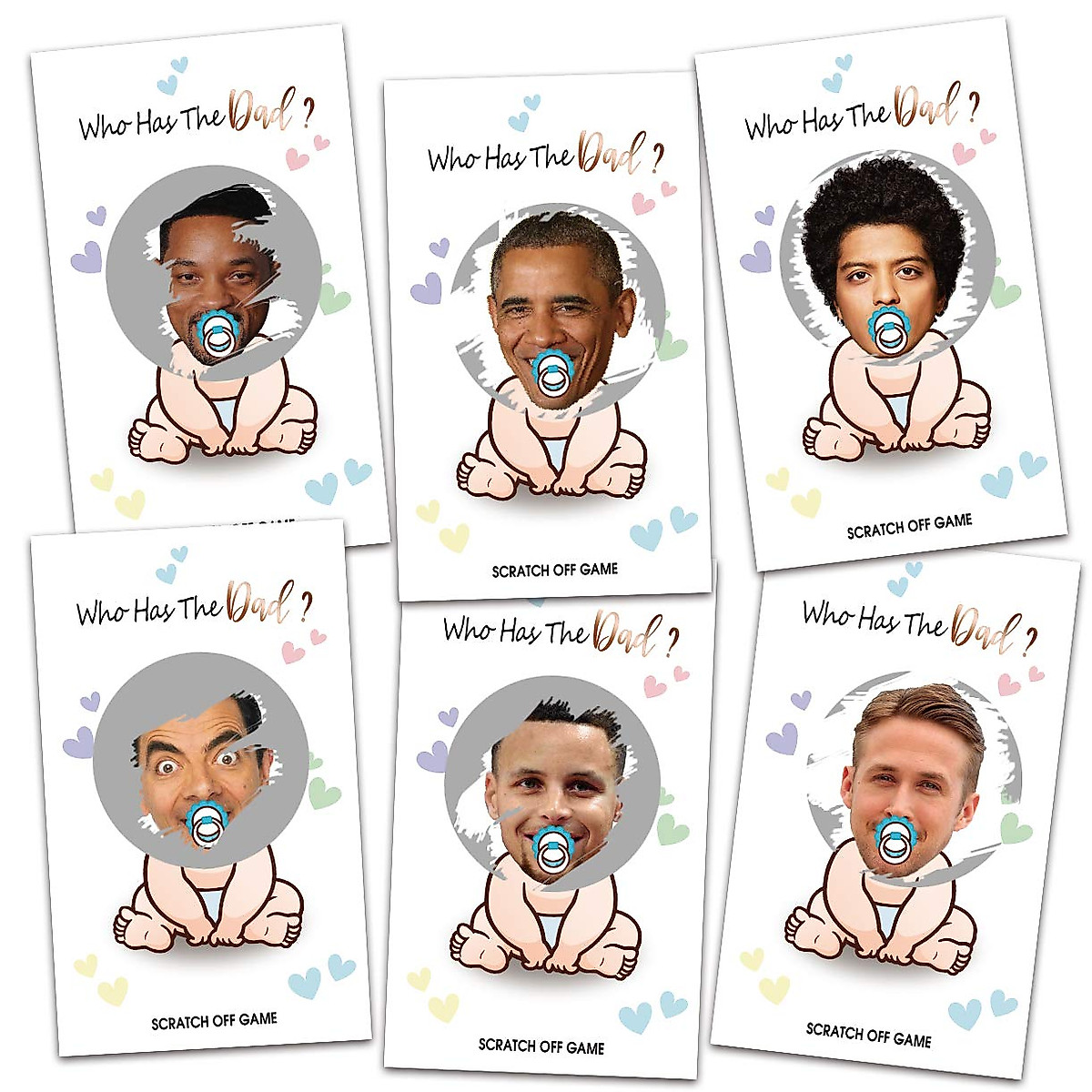 ukebobo Baby Shower Games – Celebrity Baby Shower Games,Scratch Off Card Game for Door Prizes, Lottery, Ice Breaker – Decorations for Baby Shower – 40 Cards