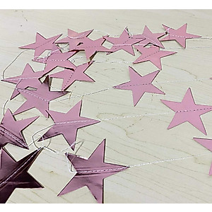 CareCheer Glitter Star Garland Banner Decoration, 130 Feet Bright Gold Star Hanging Bunting Banner Backdrop for Engagement Wedding Baby Shower Birthday Christmas Decor (Rose Gold)