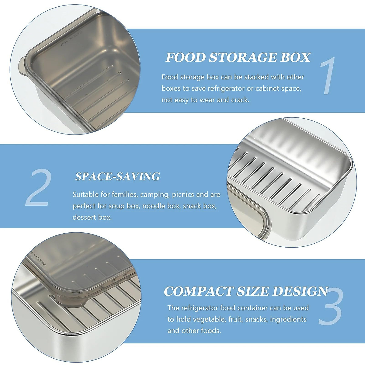 ninesung Bacon Container for Refrigerator | 2 Pack | Bacon Keeper | 304 Stainless Steel | Airtight Deli | Meat Storage Containers | Fridge Organizer Bins | Kitchen Food Storage Containers with Lids