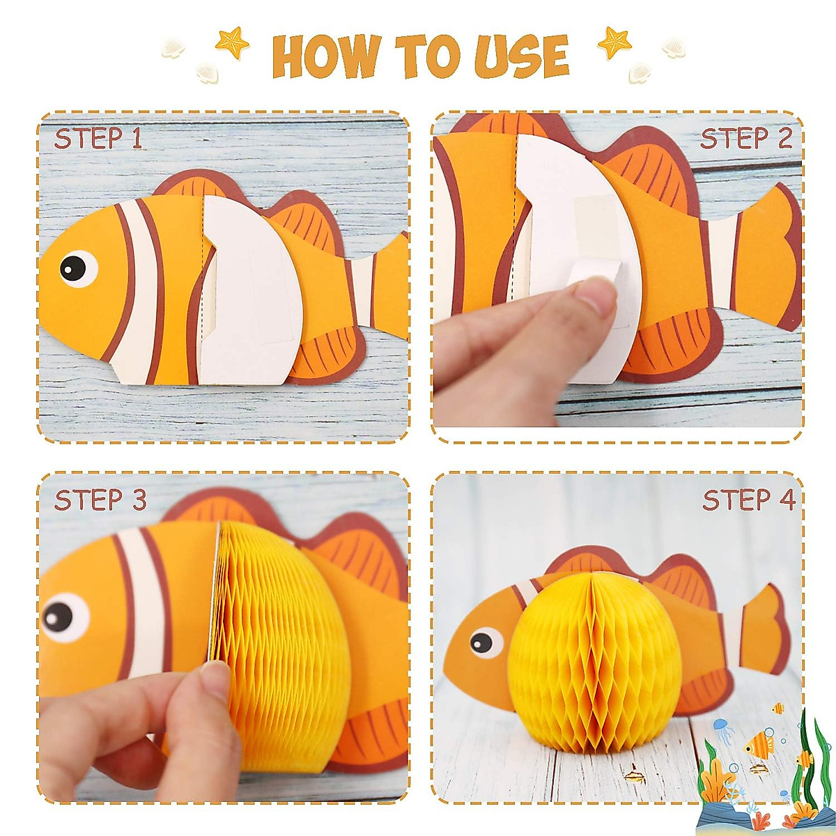 Distaratie 8 Pcs Under The Sea Party Decorations Sea Animal Honeycomb Centerpiece Mermaid Birthday Party Supplies for Beach Baby Shower Wedding Pool Party