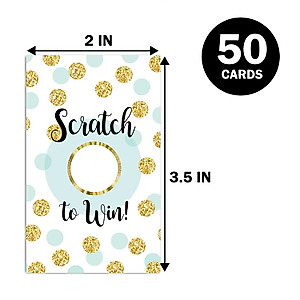 50 Blank Gift Certificate Scratch Off Cards, Clients or as Luxury Holiday Vouchers, DIY Coupon Cards for Birthday, Bridal Shower Activity, Raffle Ticket Drawing, Reveal to Win Event（Golden dots）
