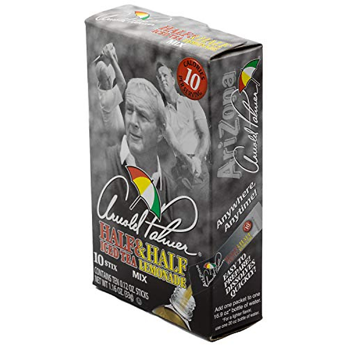 AriZona Arnold Palmer, Half & Half Iced Tea Lemonade Tea Stix, 10 Count Box