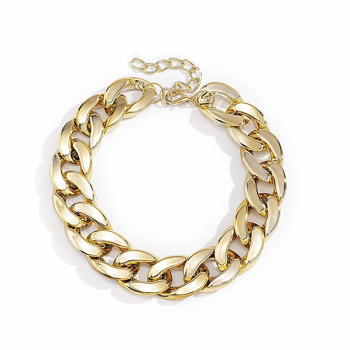 Girlssory Punk Cuban Link Chain Choker Necklace Plastic Chunky Curb Chain Necklace Chic Layered Clavicle Necklace Hiphop Accessories for Women(Gold)