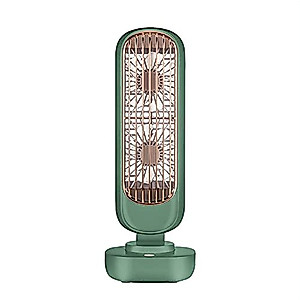 ROPALIA Vintage Mini Fan for Desk Bedroom -Personal Tower Fan with 2 Blades Powerful for Cooling Office Room -Portable USB Rechargeable -Retro Tower Design Low Noise Quiet
