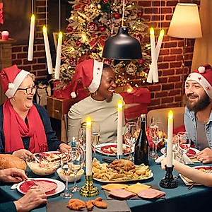 PChero Flameless Candles with Remote Timer, 7.9" Ivory Battery Operated LED Taper Dripless Floating Flickering Candles for Wedding Halloween Thanksgiving Christmas Themed Party Valentines Decorations