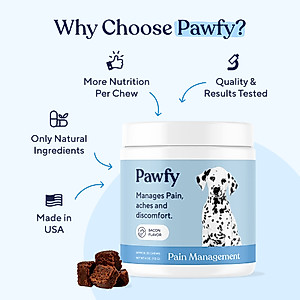 Pawfy Dog Pain Relief Anti Inflammatory | Joint Supplement for Dogs - Ideal for Senior & Large Dogs | Natural Hip & Joint Care Support | Dog Arthritis Pain Relief | Fast-Acting 30 Soft Chews