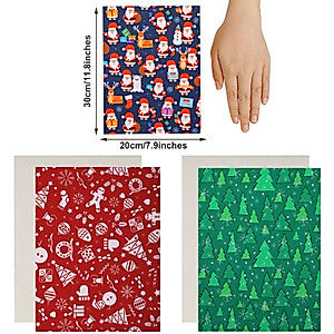 20 Pieces Christmas Faux Leather Sheets Christmas Theme Printed Synthetic Leather Sheet Glitter Faux Leather Fabric Sheet Santa Claus Faux Leather Sheet for DIY Christmas Craft Making, 8.3 x 6.3 Inch