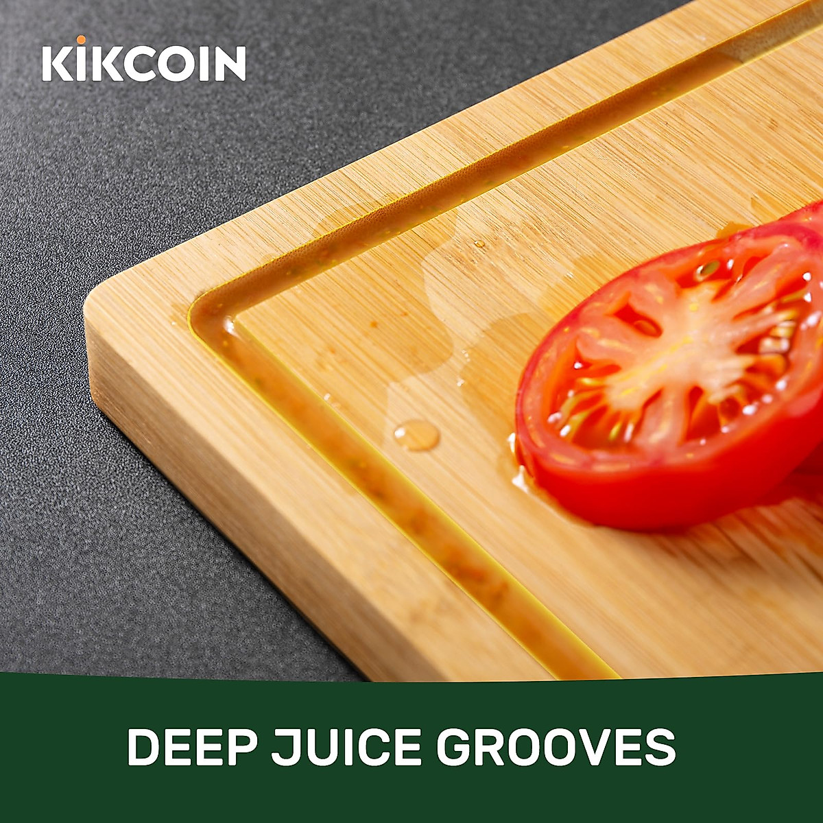 24" Bamboo Cutting Boards for Kitchen, Extra Large Wood Cutting Board with Deep Juice Groove and Handle Heavy Duty Chopping board, Kikcoin, 24" x 18"