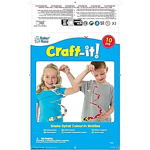 Baker Ross ET287 Spiral Snake Mobiles - Pack of 10, Perfect for Children to Design and Decorate, Ideal for School, Craft Groups, Party Crafting, at Home, White