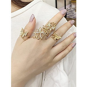 CZ Butterfly Ring Bracelet for Women 14K Gold Plated Dainty Slave Hand Chain Harness Bangle Boho Gypsy Bollywood Wedding Cosplay Retro Party Y2K Jewelry 1 Piece
