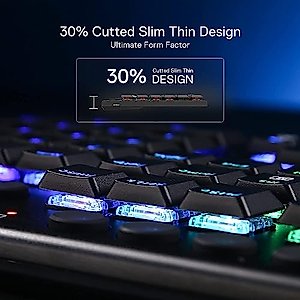 Redragon K619 Horus RGB Mechanical Keyboard, Ultra-Thin Designed Wired Gaming Keyboard w/Low Profile Keycaps, Dedicated Media Control & Tactile Brown Switches, Pro Software Supported