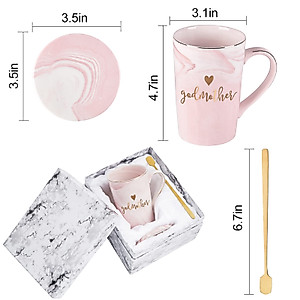 YHRJWN Godmother Gifts, Gifts for Godmother from Godchild, Godmother Mugs for Birthday Christmas, Pregnancy Announcement Baptism Gift, Godmother Proposal Gifts, Marble Mug 14 Oz with Gift Box Pink