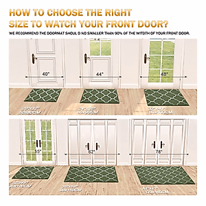 OLANLY Indoor Door Mat, 32x20, Non-Slip Absorbent Resist Dirt Entrance Mat, Washable Low-Profile Inside Floor Mat Doormats for Entryway, Green