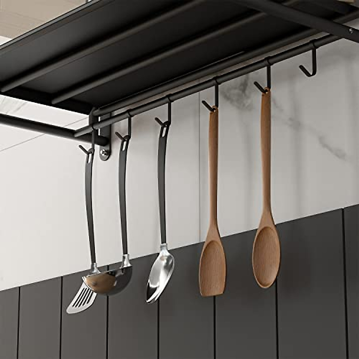 lanliebao 32 Inch Stainless Steel Wall Shelf Metal Shelving Heavy Duty Commercial or Household Grade Wall Mount Microwave Oven Shelf with Fixing Kit(Width 32 in Black)