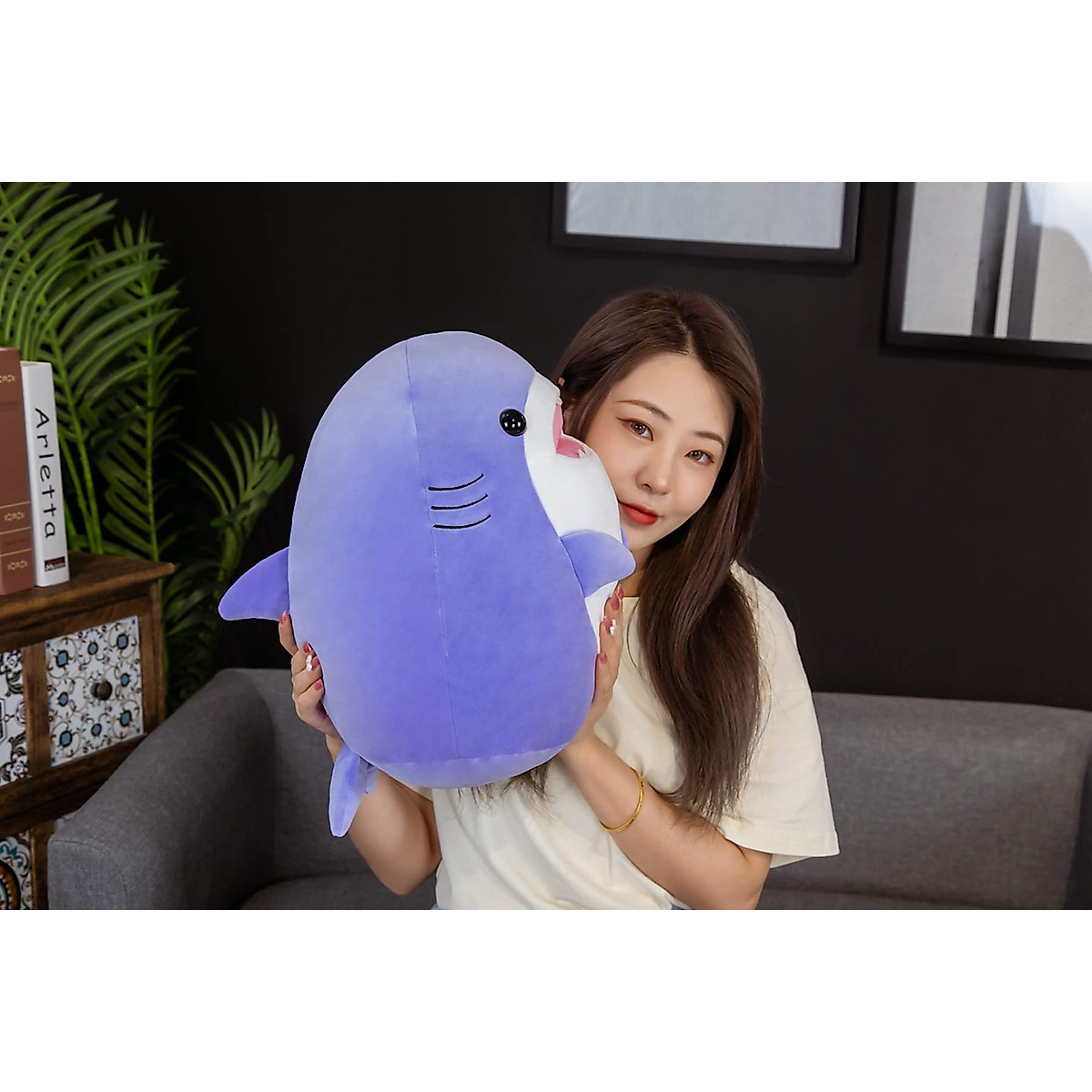 COSGOO 17 Inch Soft Purple Shark Plush Hugging Pillow Cute Shark Stuffed Animal Plushies Shark Doll Toy Kids Stuffed Animals Shark Plush Toys for Birthday, Valentine, Christmas or Daily¡­
