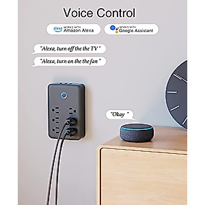 Smart Plug Outlet Extender, WiFi Surge Protector Power Strip+Mini Wi-Fi Plugs Compatible with Alexa and Google Home