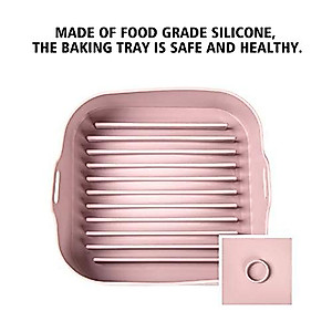 EMVANV Air Fryer Pot, Silicone Square Replacement Basket Grill Pan Baking Microwave Oven Square Tray Air Fryer Oven Accessories